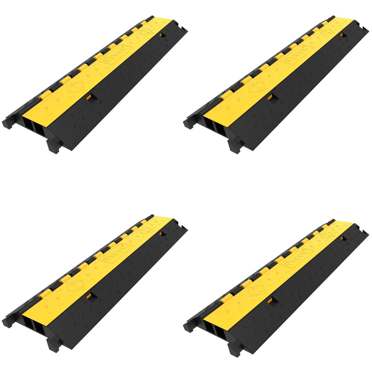 4 Pack Rubber Cable Protector Ramp 2 Channel Heavy Duty 66,000LB Load ...