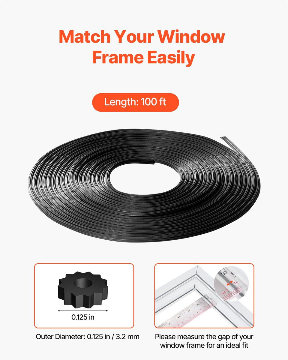 Window Screen Spline Retainer Spline 100 ft x 0.125 in Replacement Sp ...